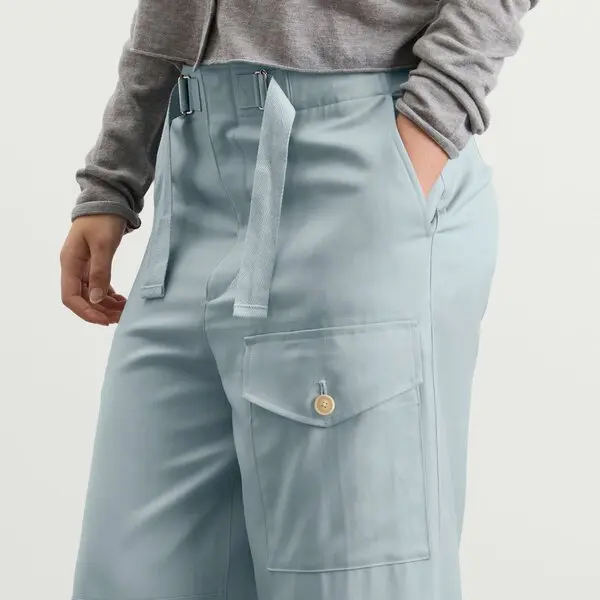 Auralee Wool Herringbone Cargo Pants - Dusty Blue | Editorialist